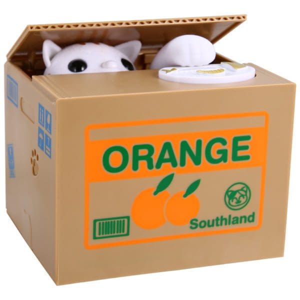 Cat Orange Box Piggy Bank | Arbutus Crafts